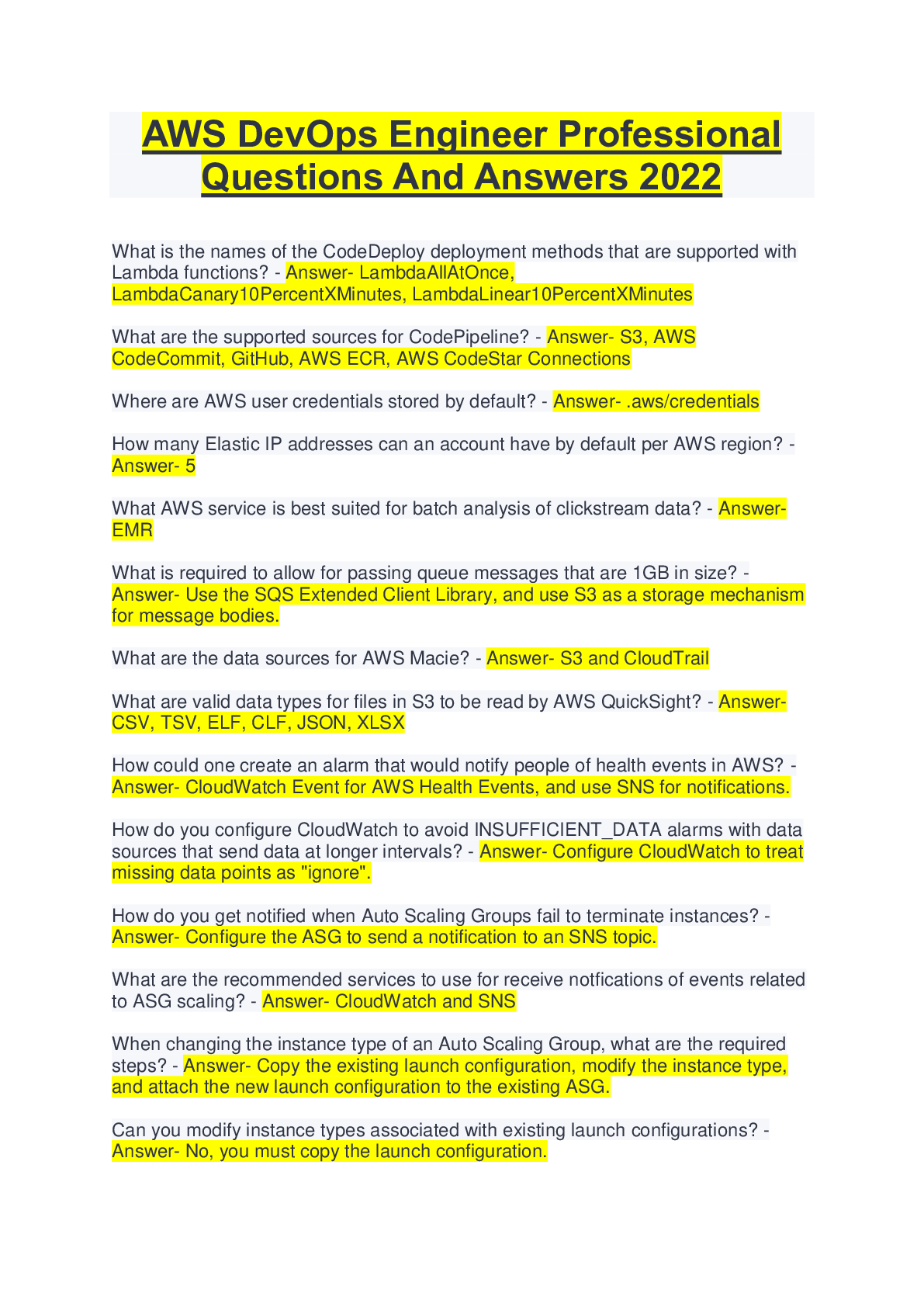 AWS DevOps Engineer Professional Questions And Answers 2022 - Scholarfriends